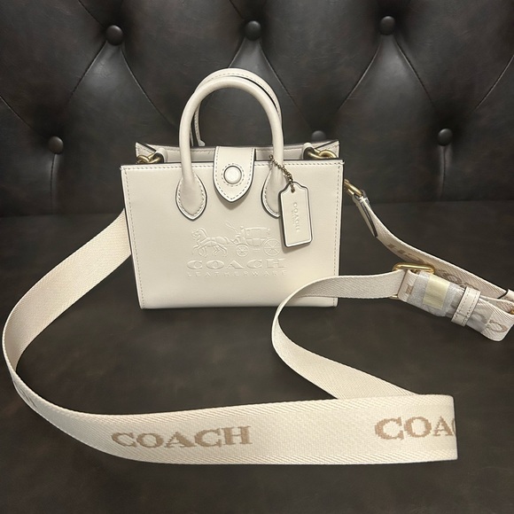 Coach | Bags | Coach Ivory Mini Bag With Embossed Logo | Poshmark